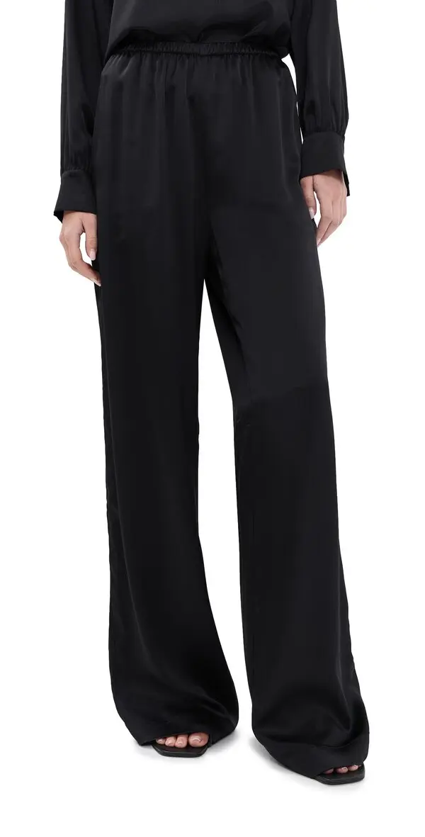 Sablyn Lexi Low Relaxed Silk Pull On Pants - Black