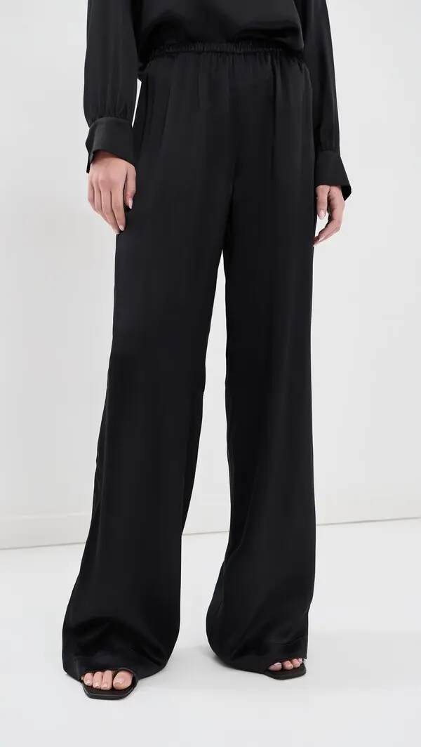 Sablyn Lexi Low Relaxed Silk Pull On Pants - Black