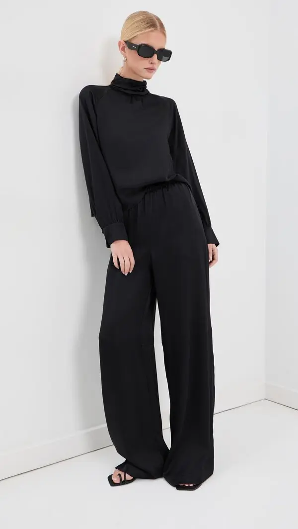 Sablyn Lexi Low Relaxed Silk Pull On Pants - Black