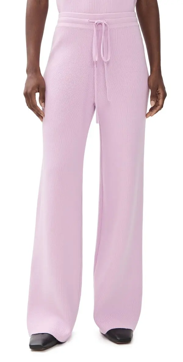 English Factory Ribbed Knit Drawstring Wide Leg Pants