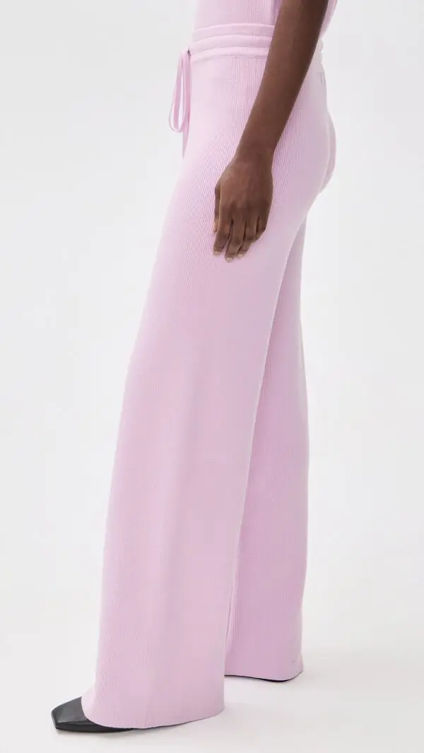 English Factory Ribbed Knit Drawstring Wide Leg Pants
