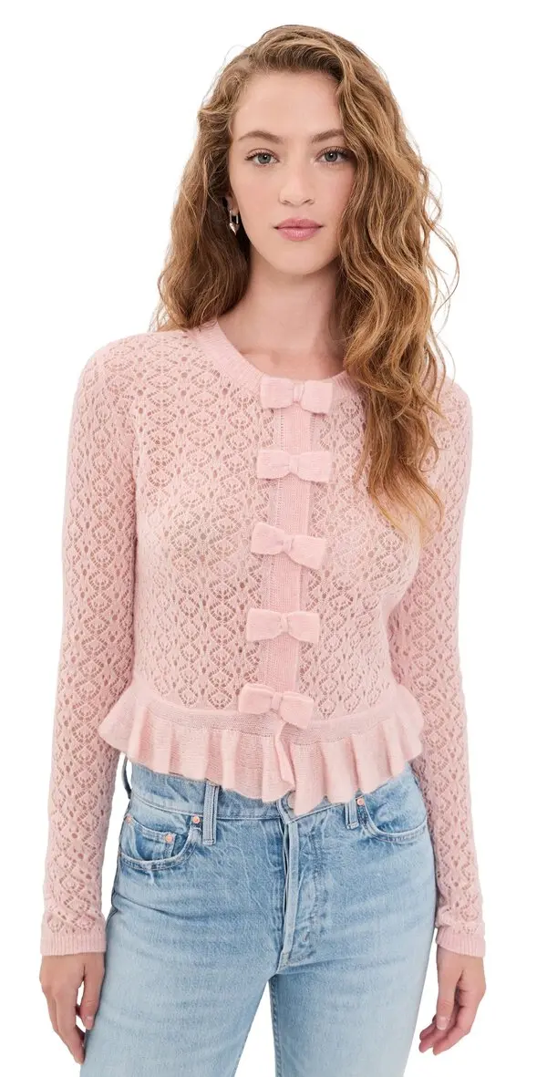 LoveShackFancy Galle Cardigan - Parlor Rose