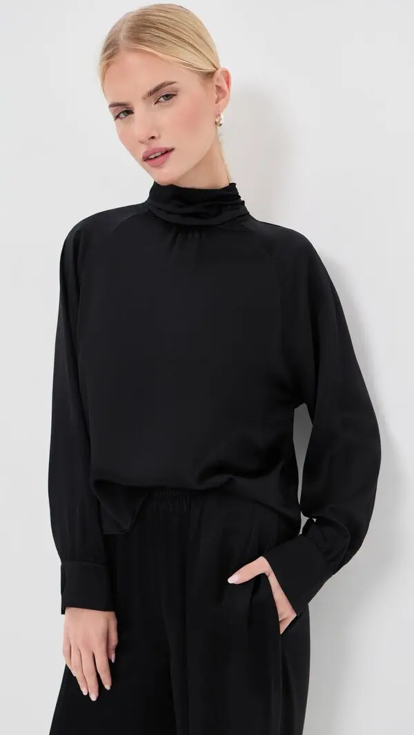 Sablyn Nadine Slouchy Turtleneck Silk Blouse