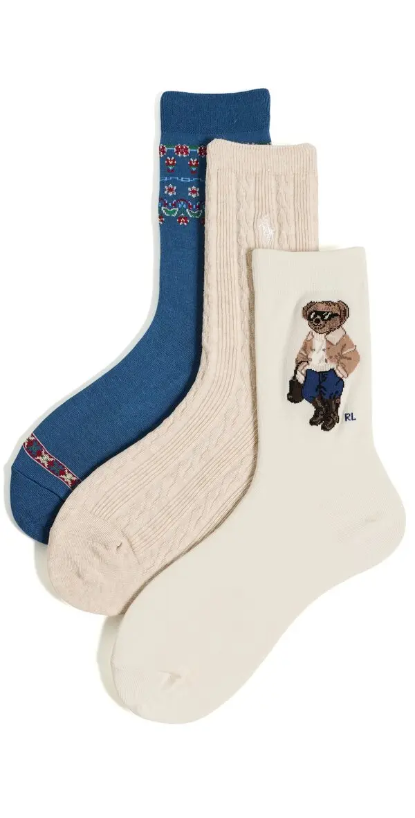 Polo Ralph Lauren Winter Bear Socks 3-pack
