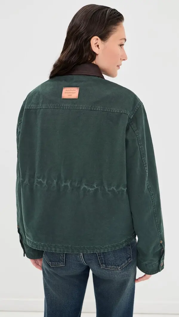 Acne Studios Canvas Jacket With Leather Collar