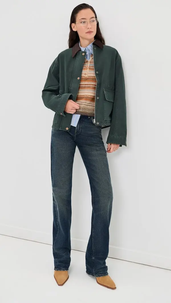 Acne Studios Canvas Jacket With Leather Collar