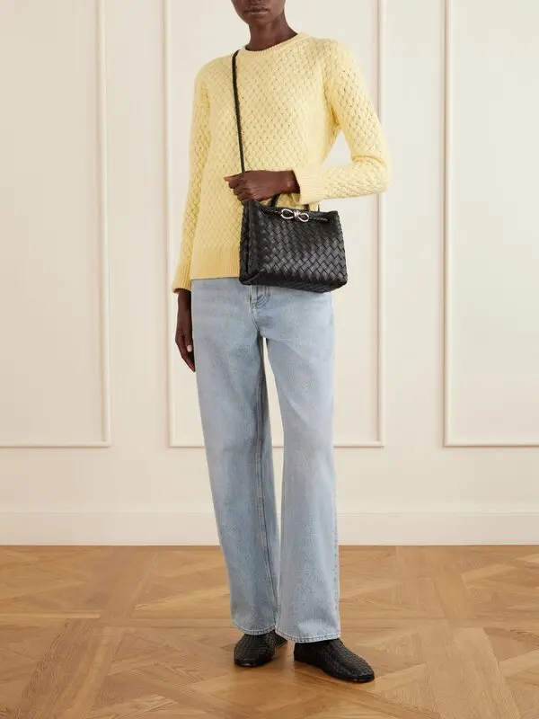 Bottega Veneta Andiamo Small Intrecciato Leather Tote - Black