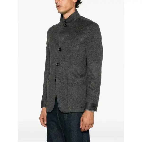 Zegna Grey Coats Single Breasted Coats