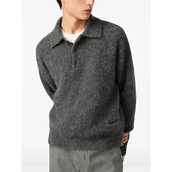 AMI Paris Grey Polo Shirts