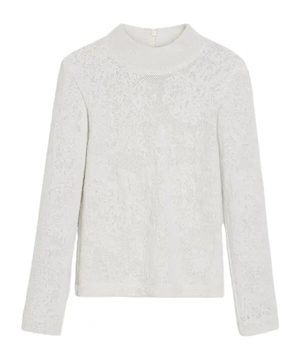 Brunello Cucinelli Lace Floral Knit Top