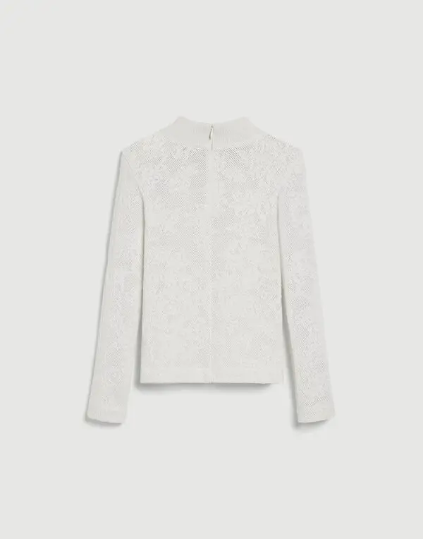 Brunello Cucinelli Lace Floral Knit Top