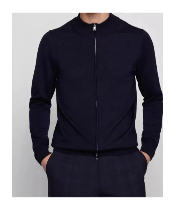 Hugo Boss Zip Neck Virgin Wool Cardigan
