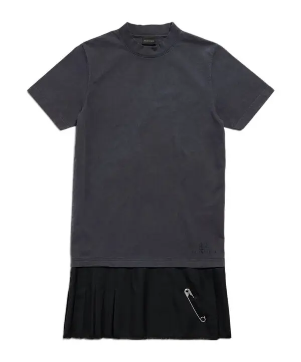 Balenciaga Layered Destroyed T-shirt Dress - Black