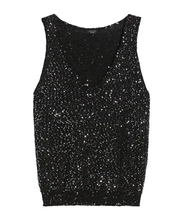 Max Mara Sequin Embellished V-neck Top