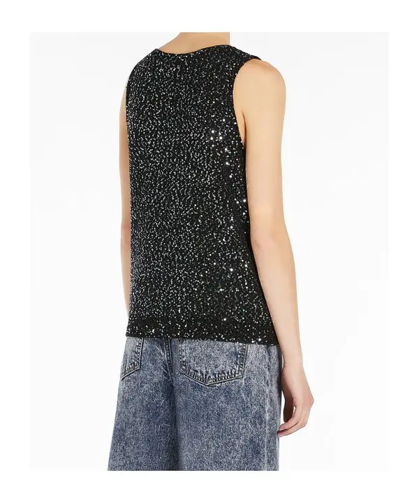 Max Mara Sequin Embellished V-neck Top
