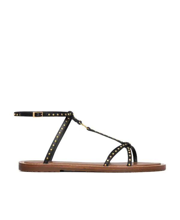 Celine Taillat Flat Sandal With Studs In Calfskin Vegetal Tanning Studs