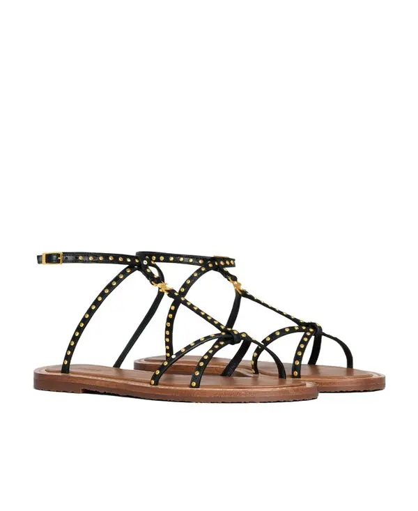 Celine Taillat Flat Sandal With Studs In Calfskin Vegetal Tanning Studs