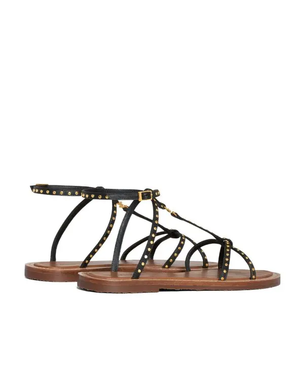 Celine Taillat Flat Sandal With Studs In Calfskin Vegetal Tanning Studs