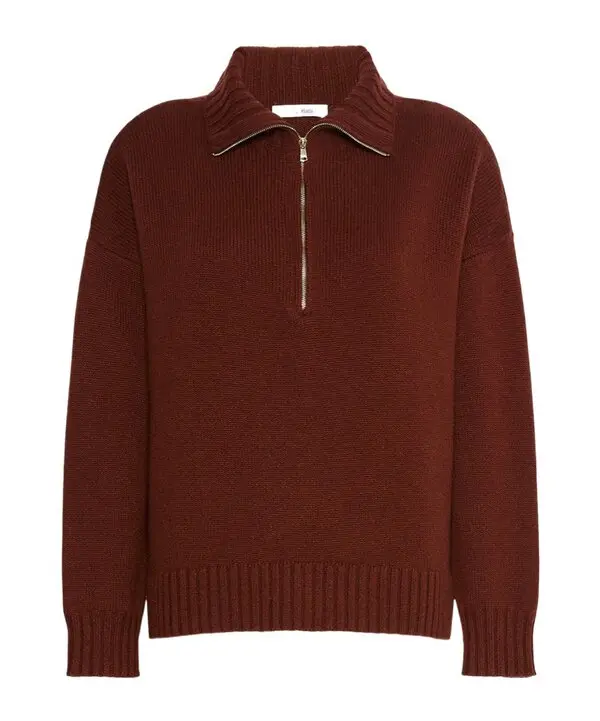 Max Mara Half-zip Cashmere Sweater - Rust-red