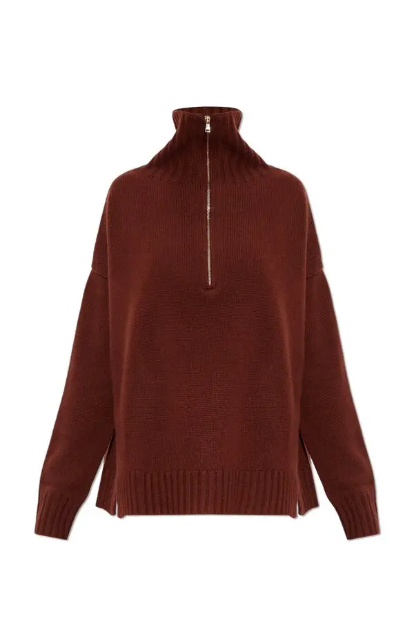 Max Mara Half-zip Long-sleeved Jumper - Rust-red
