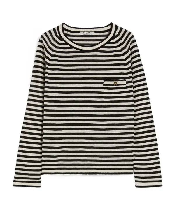 Max Mara Striped Linen Yarn Sweater - Natural