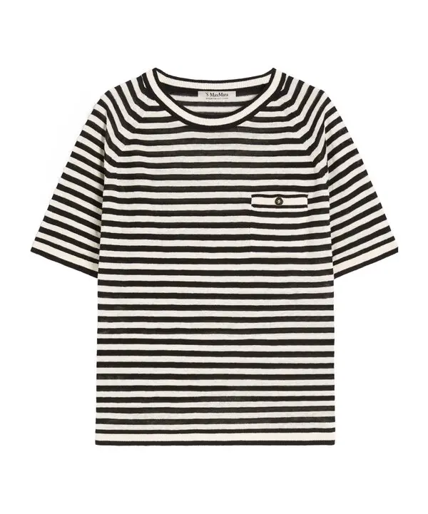 Max Mara Striped Crewneck Top - Black