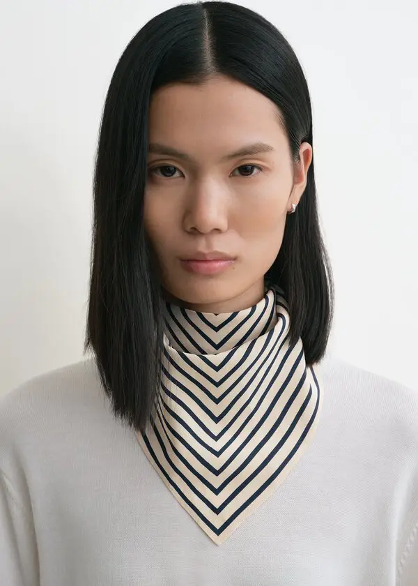 TOTEME Signature Monogram Silk Scarf Crème