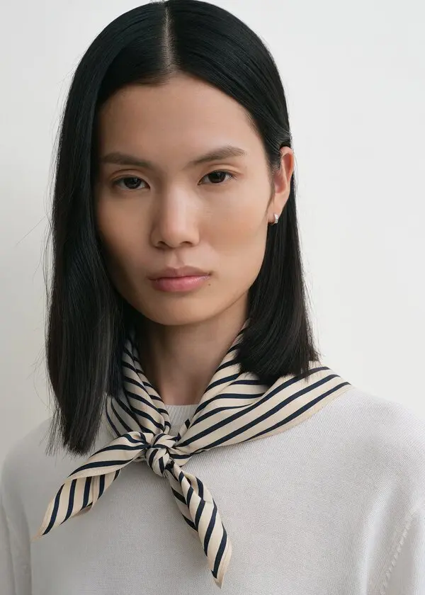 TOTEME Signature Monogram Silk Scarf Crème