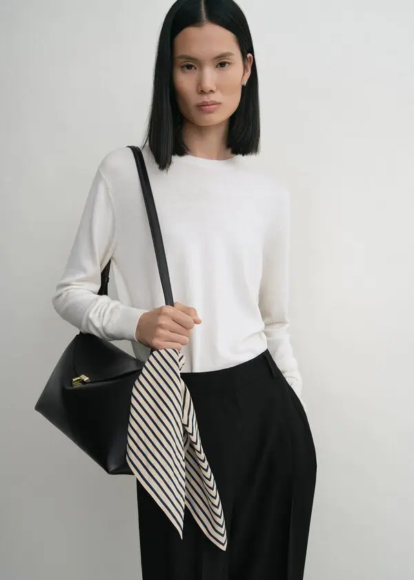 TOTEME Signature Monogram Silk Scarf Crème