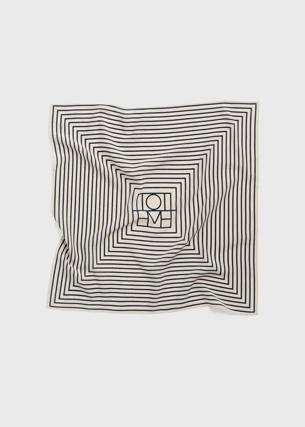 TOTEME Signature Monogram Silk Scarf Crème
