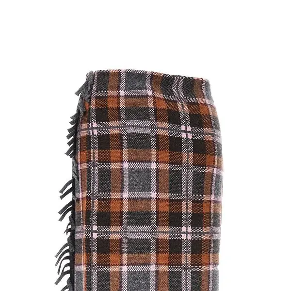 Guest In Residence Plaid Wrap Midi Skirt