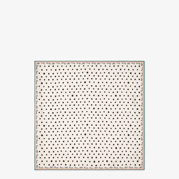 Fendi Ivory Silk Foulard With Falena Dots Pattern - White