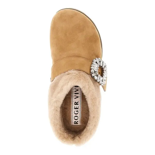 ROGER VIVIER Suede Leather Slidy Viv' Mules