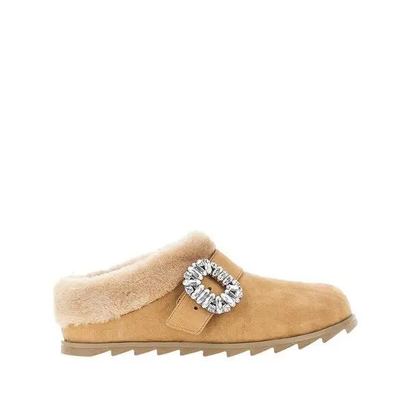 ROGER VIVIER Suede Leather Slidy Viv' Mules - Cream