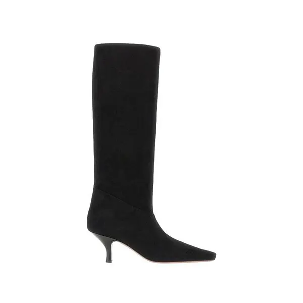 Paris Texas Rose' Suede Leather Boots - Black
