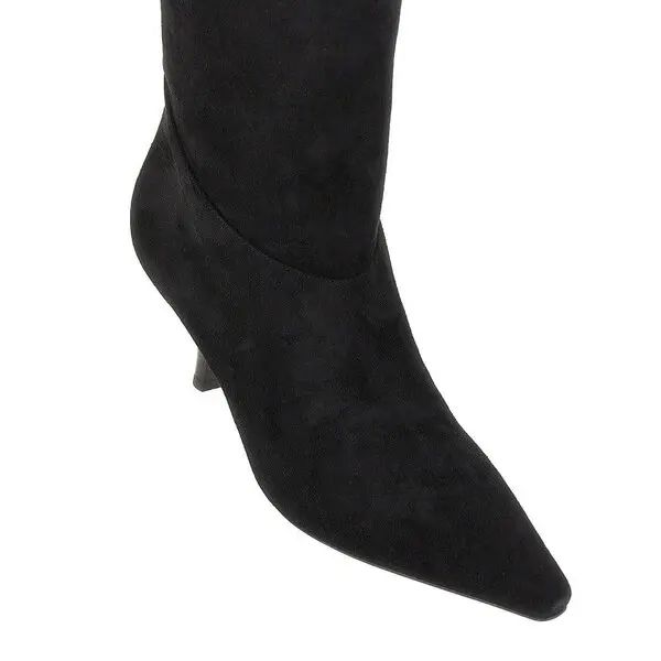 Paris Texas Rose' Suede Leather Boots - Black