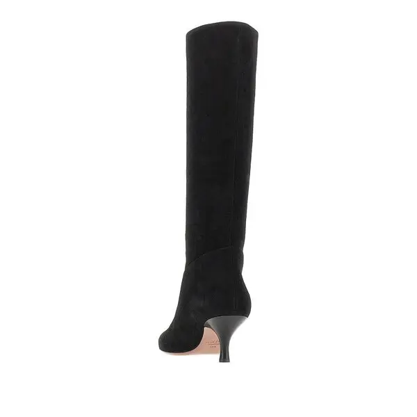 Paris Texas Rose' Suede Leather Boots - Black