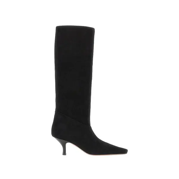 Paris Texas Rose' Suede Leather Boots - Black