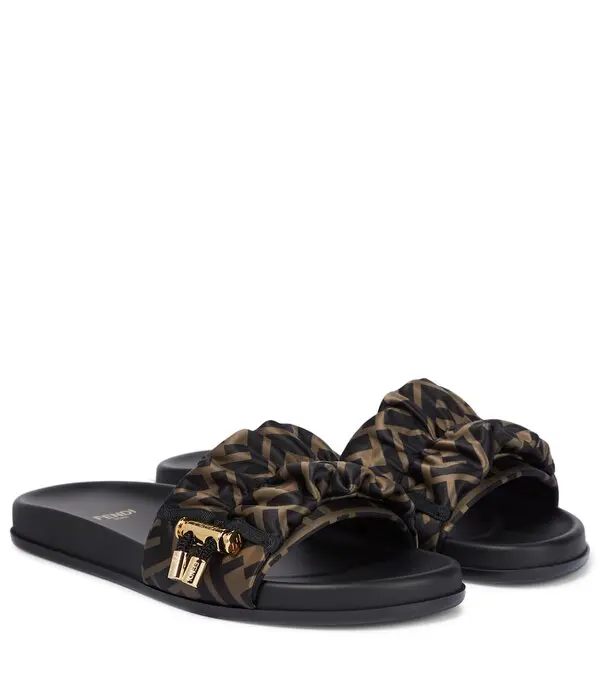 Fendi Ff Vertigo Satin Slides