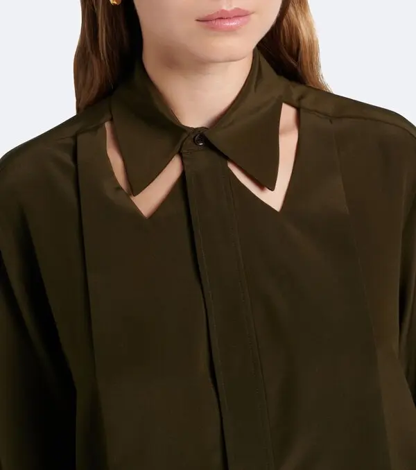 Victoria Beckham Cutout Silk Crêpe De Chine Blouse