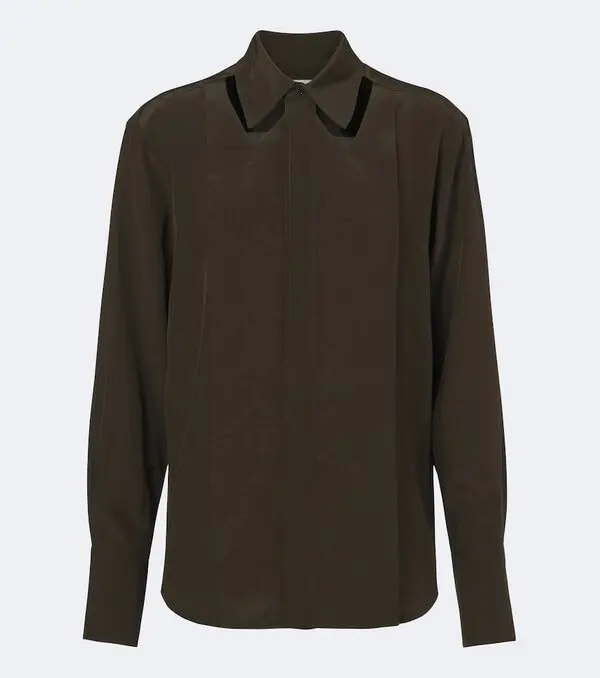 Victoria Beckham Cutout Silk Crêpe De Chine Blouse - Green