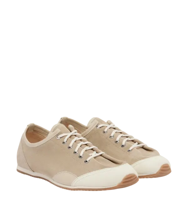 LEMAIRE Gummy Grips Leather-trimmed Suede Sneakers - Beige