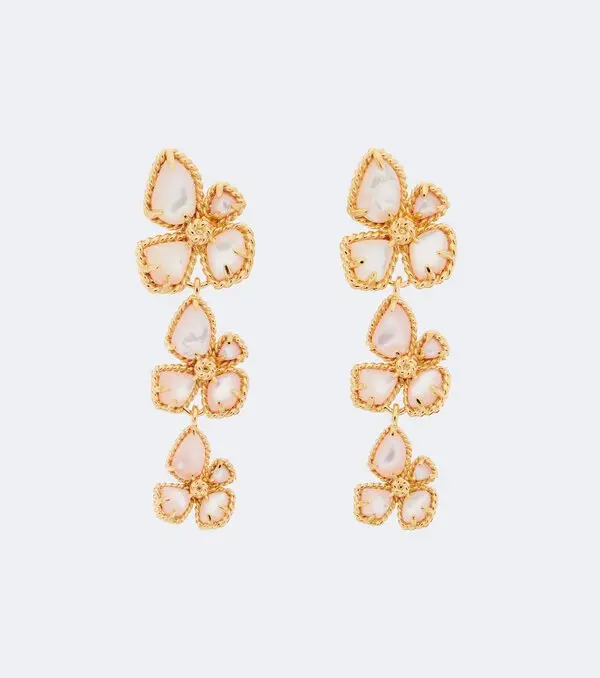 Zimmermann Bloom Mother-of-pearl -plated Drop Earrings - Gold