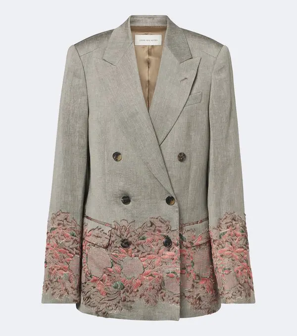 Dries Van Noten Embroidered Linen And Cotton-blend Blazer