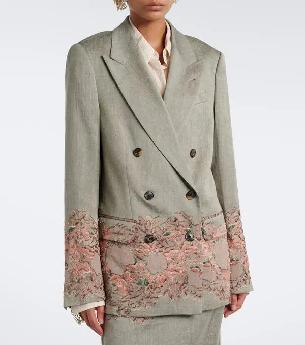 Dries Van Noten Embroidered Linen And Cotton-blend Blazer