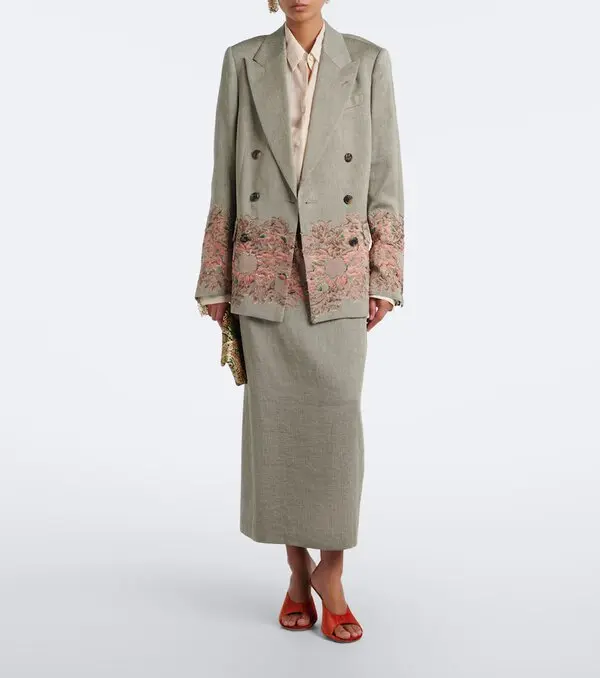 Dries Van Noten Embroidered Linen And Cotton-blend Blazer