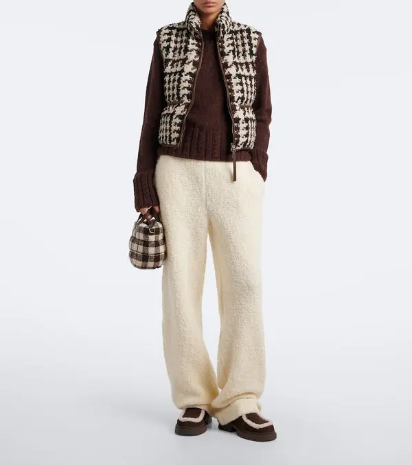 Moncler Leather-trimmed Wool And Cotton-blend Vest