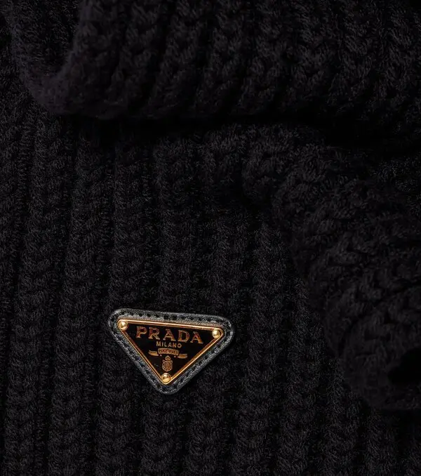 Prada Ribbed-knit Virgin Wool Scarf - Black