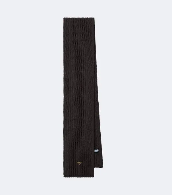 Prada Ribbed-knit Virgin Wool Scarf - Brown