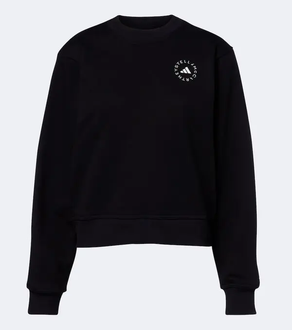 Adidas By Stella McCartney Logo Cotton Jersey Sweatshirt - Black